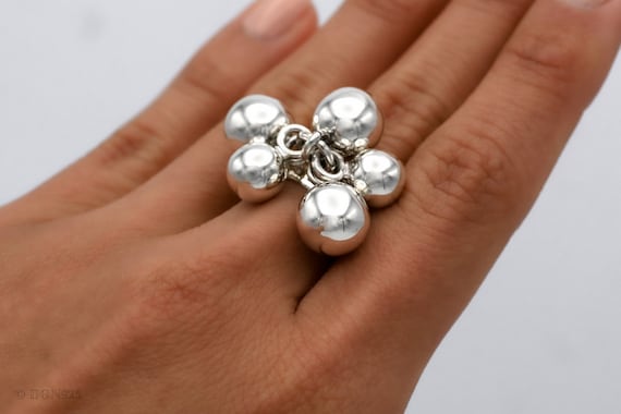 Sterling Silver Statement Ring Movable Fidget Ring Modern Spheres Ring Ball Ring Bubble Ring Ocean Jewelry Unique Ring Unusual Ring Etsy