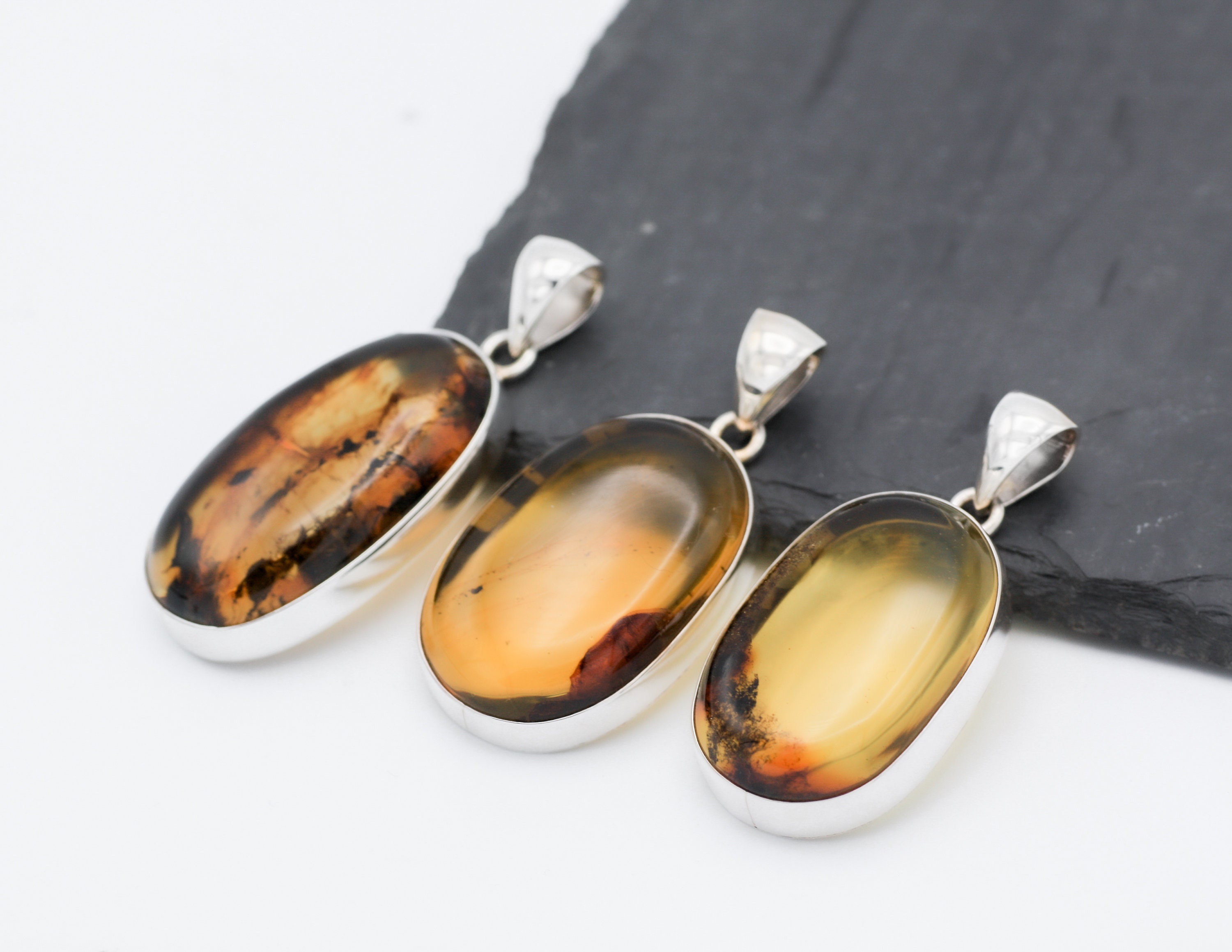 Baltic Amber and Sterling Silver Pendant Honey Amber Amber | Etsy