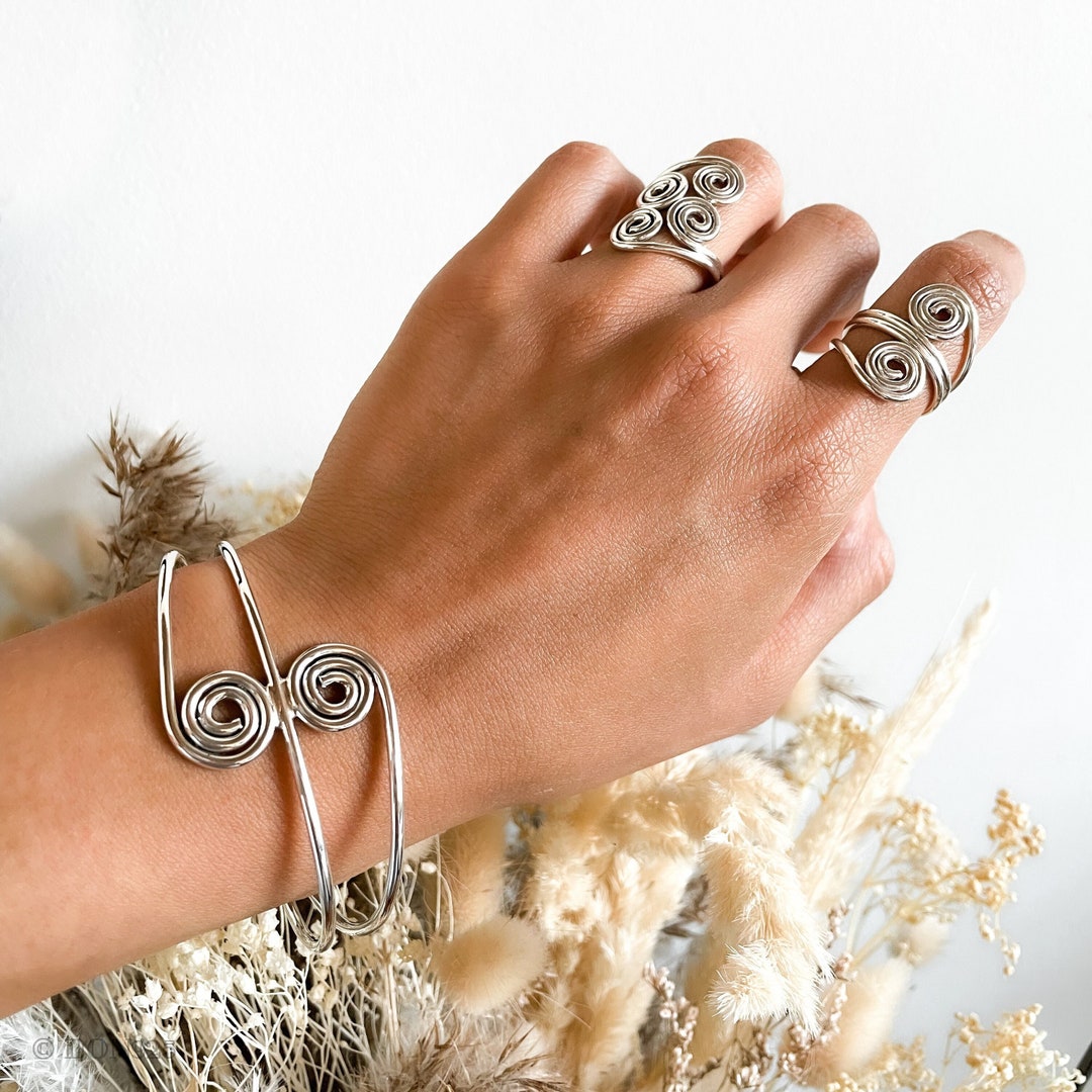 Sterling Silver Spiral Ring: Abstract Swirl Wire Wrapped Ring - Etsy