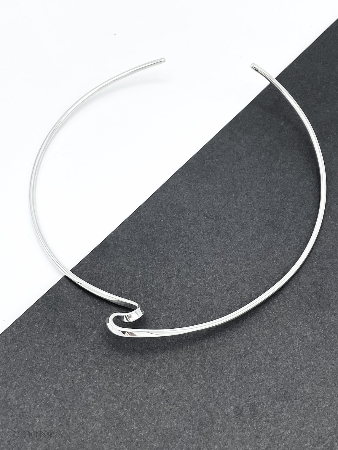 Sterling Silver Choker Wavy Necklace Wave Silver Choker | Etsy