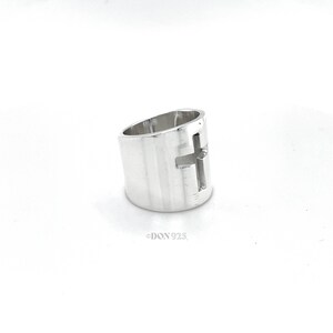 Solid Sterling Silver Cross Ring – Wide Chunky Band, Heavy Statement Religious Jewelry, Unisex ...