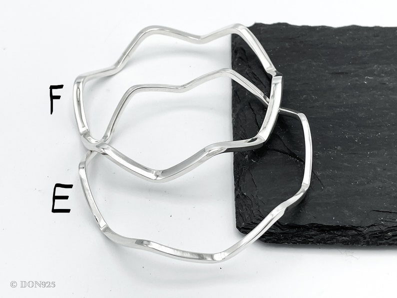 Sterling Silver Wavy Bangle Minimalist Silver Bangle Wave | Etsy