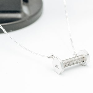 Sterling Silver Necklace Nut and Bolt Necklace Industrial - Etsy