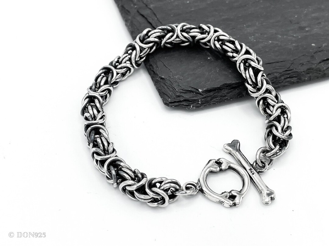 Chunky Sterling Silver Chain Bracelet - Rustic Men's Jewelry - Etsy
