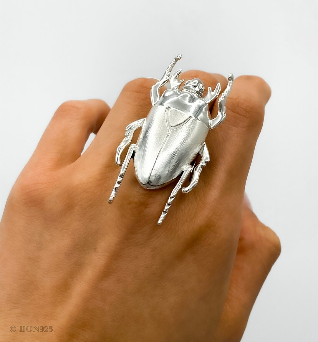 Sterling Silver Beetle Ring, One of a Kind Ring, Statement Silver Ring ...