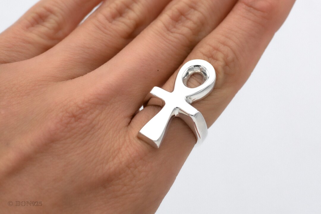 Sterling Silver Ankh Cross Ring: Egyptian Religious Jewelry - Etsy