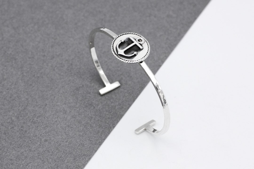 Sterling Silver Anchor Cuff Bracelet Nautical Bracelet - Etsy
