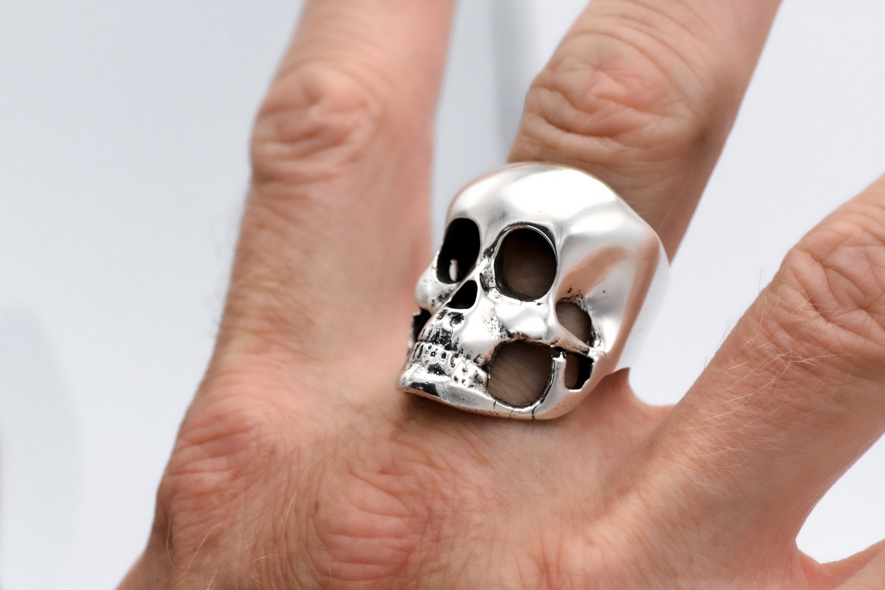 Sterling Silver Large Skull Ring Men's Skull Ring | Etsy