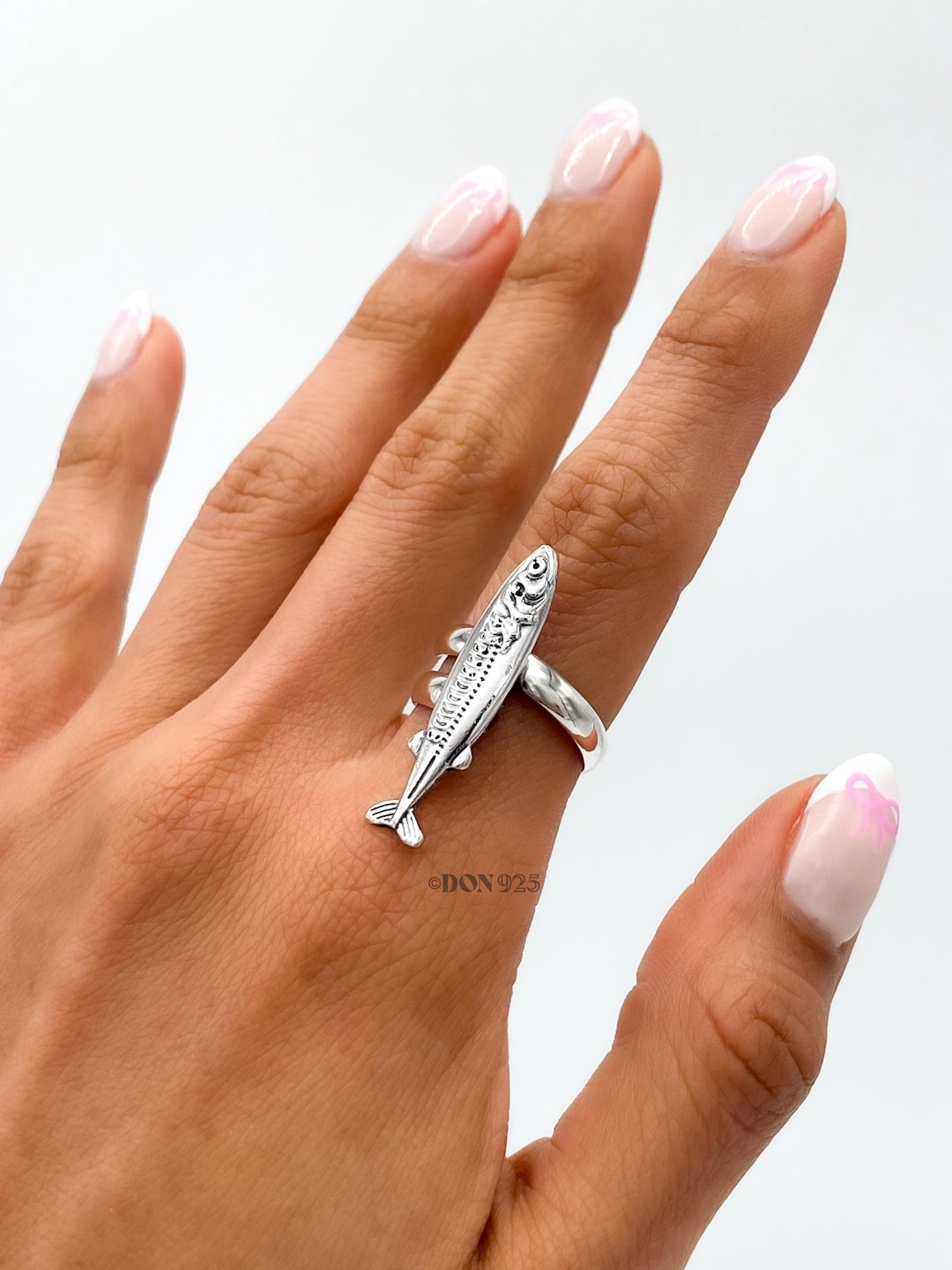 Sterling Silver Sardine Ring: Adjustable Nautical Fish Jewelry - Etsy