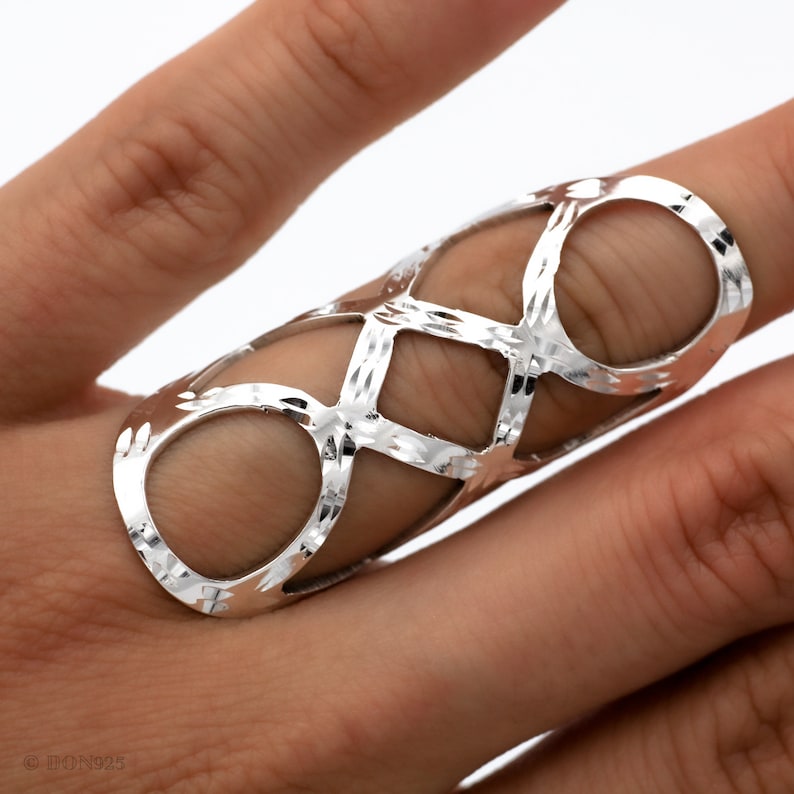 Sterling Silver Shield Ring Full Finger Ring Armor Ring - Etsy