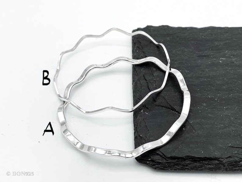 Sterling Silver Wavy Bangle Minimalist Silver Bangle Wave | Etsy