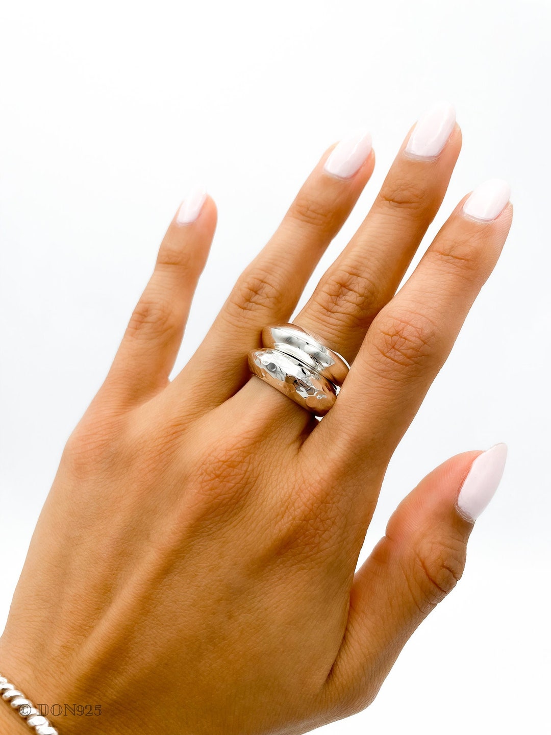 Sterling Silver Heavy Dome Ring: Chunky Solid Plain Geometric Statement Band - Etsy