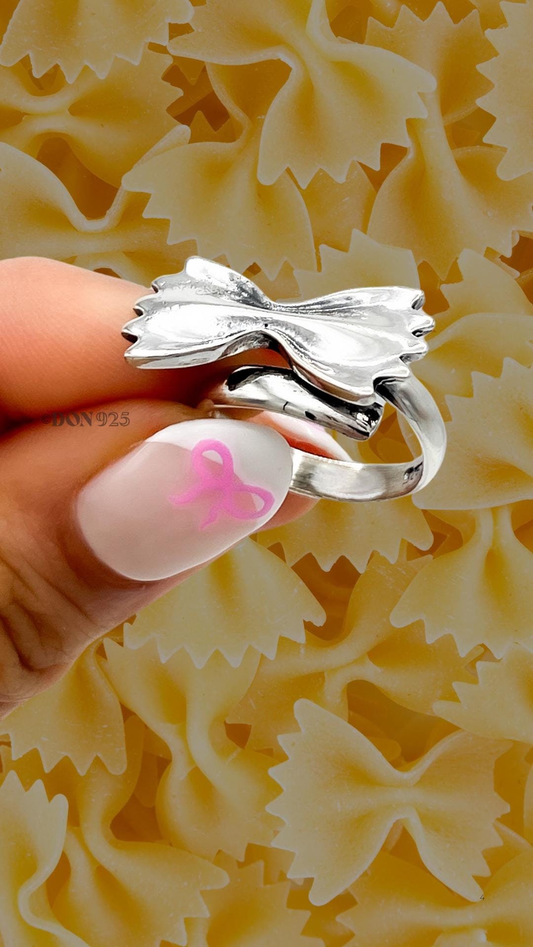 Sterling Silver Farfalle Pasta Ring: Bowtie Jewelry, Chef Gift - Etsy
