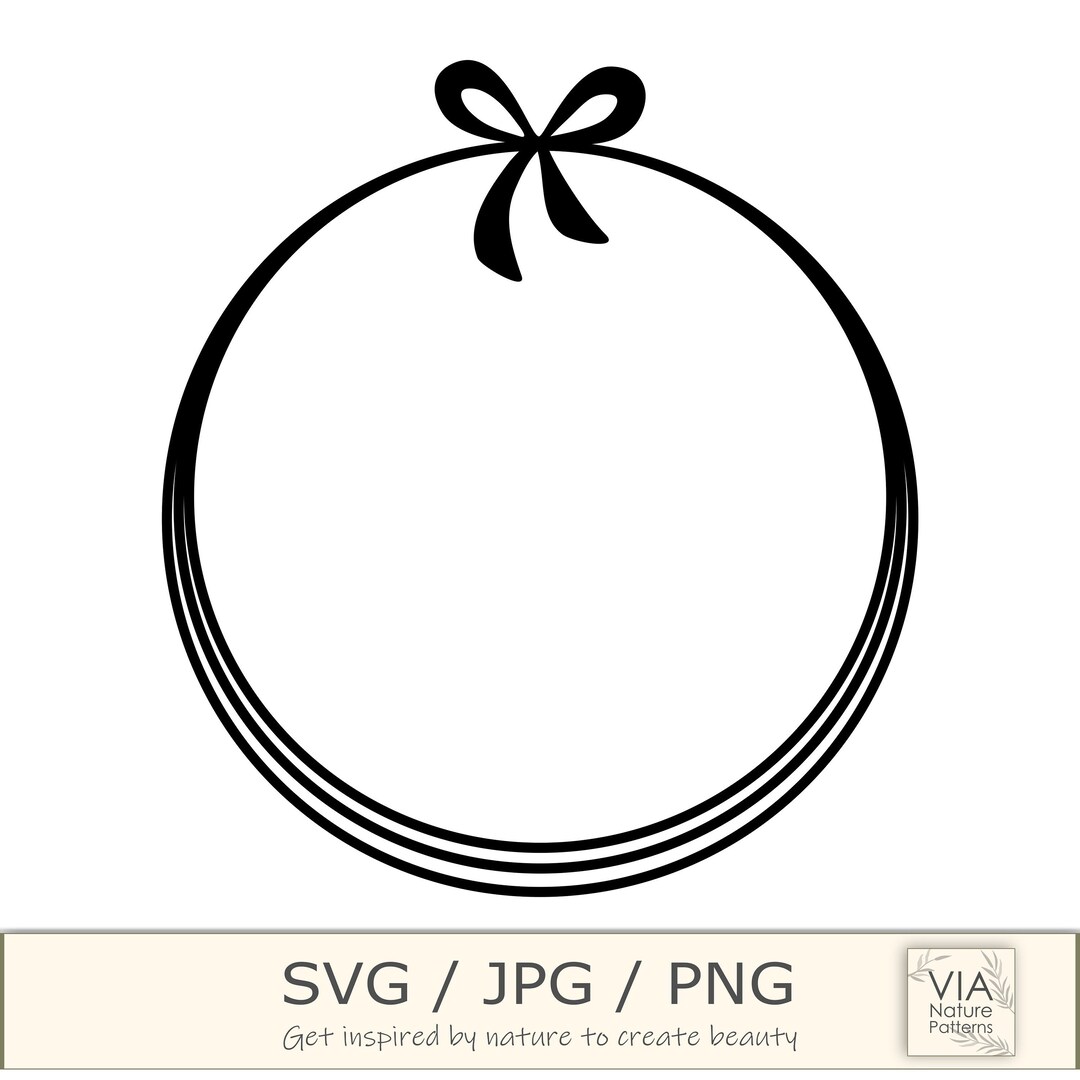 Circle SVG, Round Frame Svg, Circle Sketch With Bow Svg, Circle Design ...