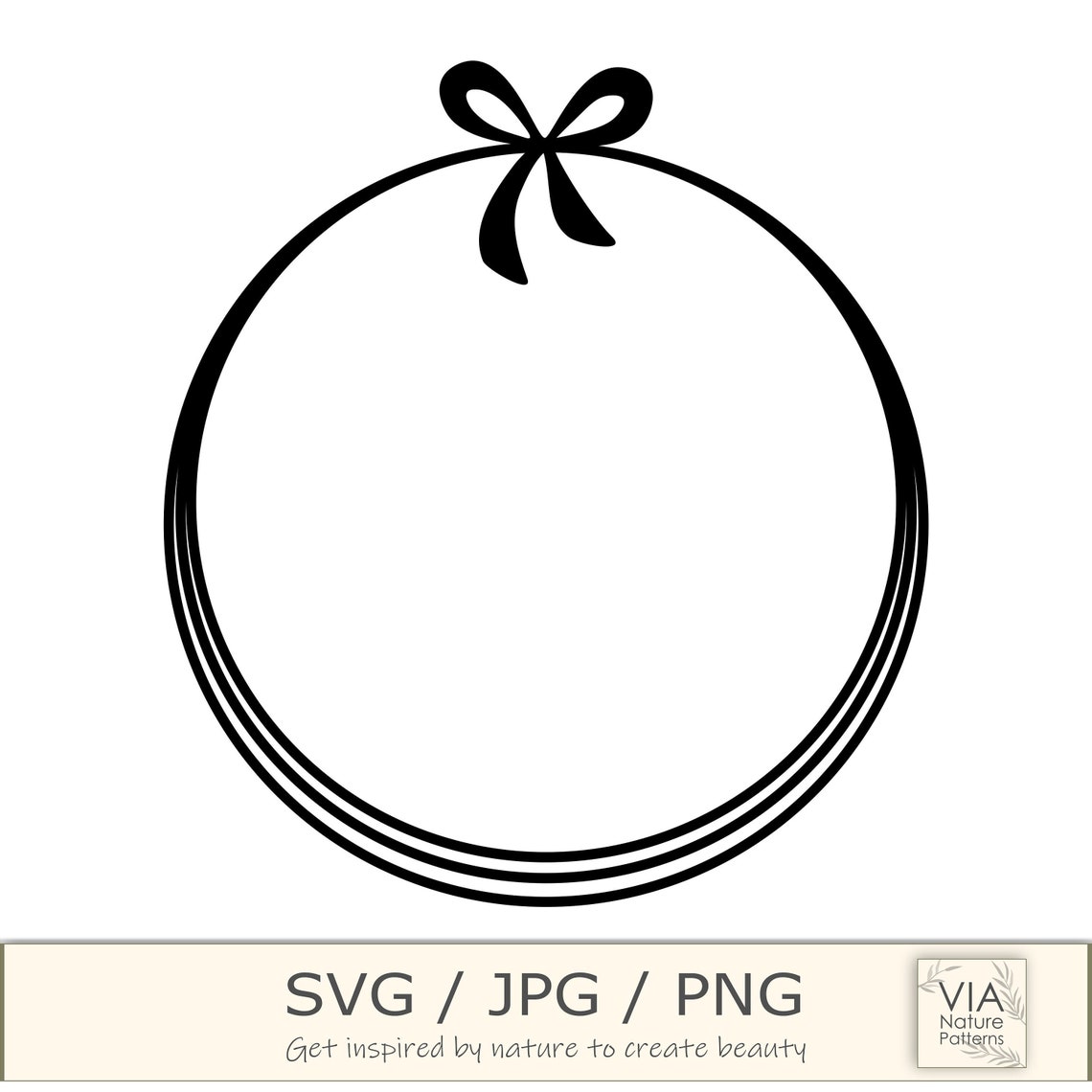 Circle SVG, Round Frame Svg, Circle Sketch With Bow Svg, Circle Design ...