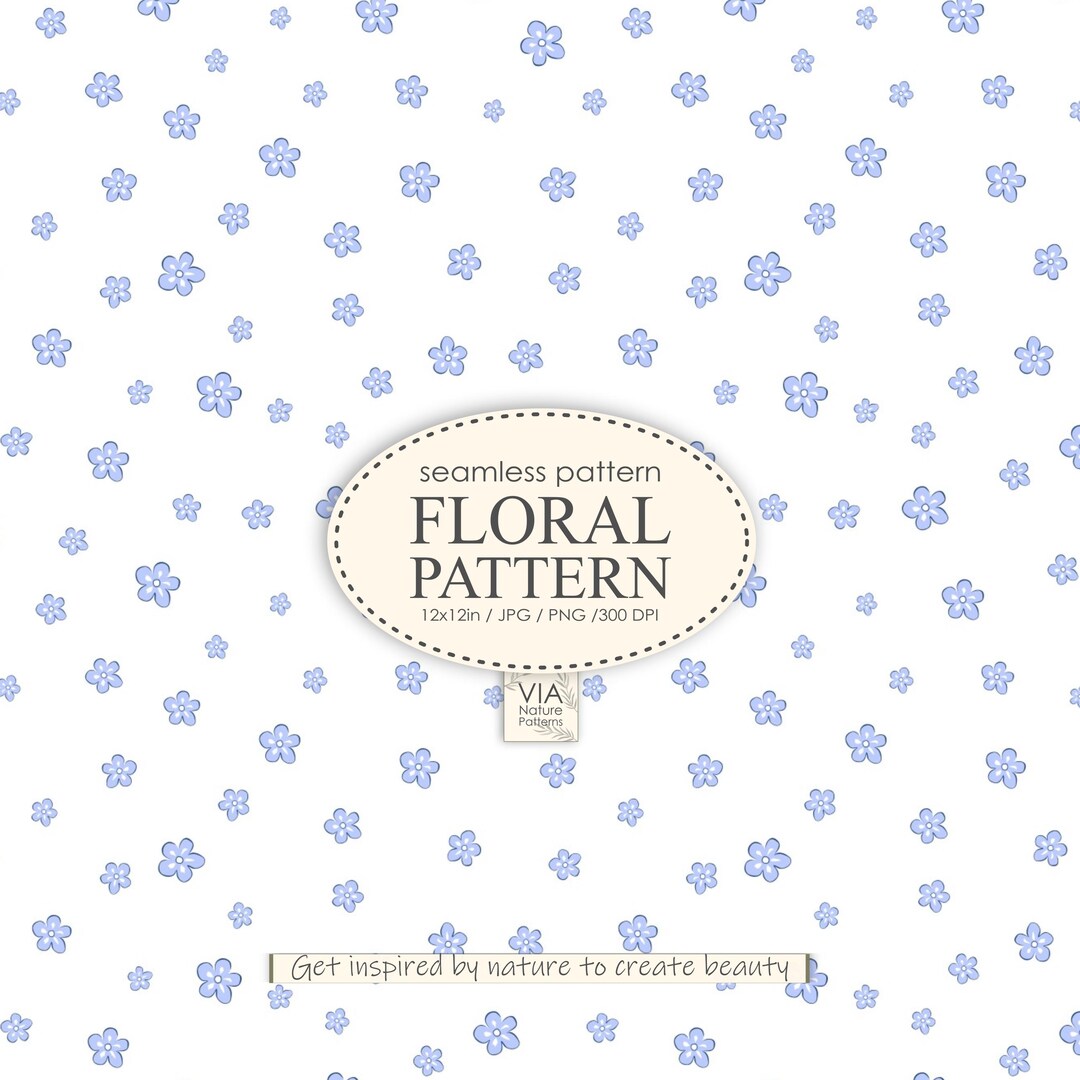 Blue Ditsy Floral Seamless Pattern | Tiny Flowers | Baby Print | Ditsy ...