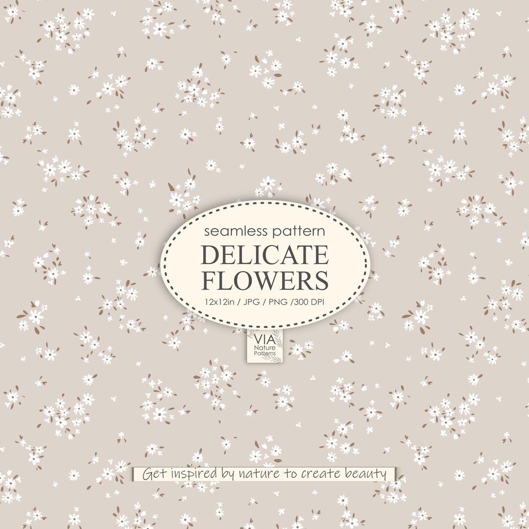 Ditsy Floral Beige Seamless Pattern, Wildflowers for Fabric, Liberty ...