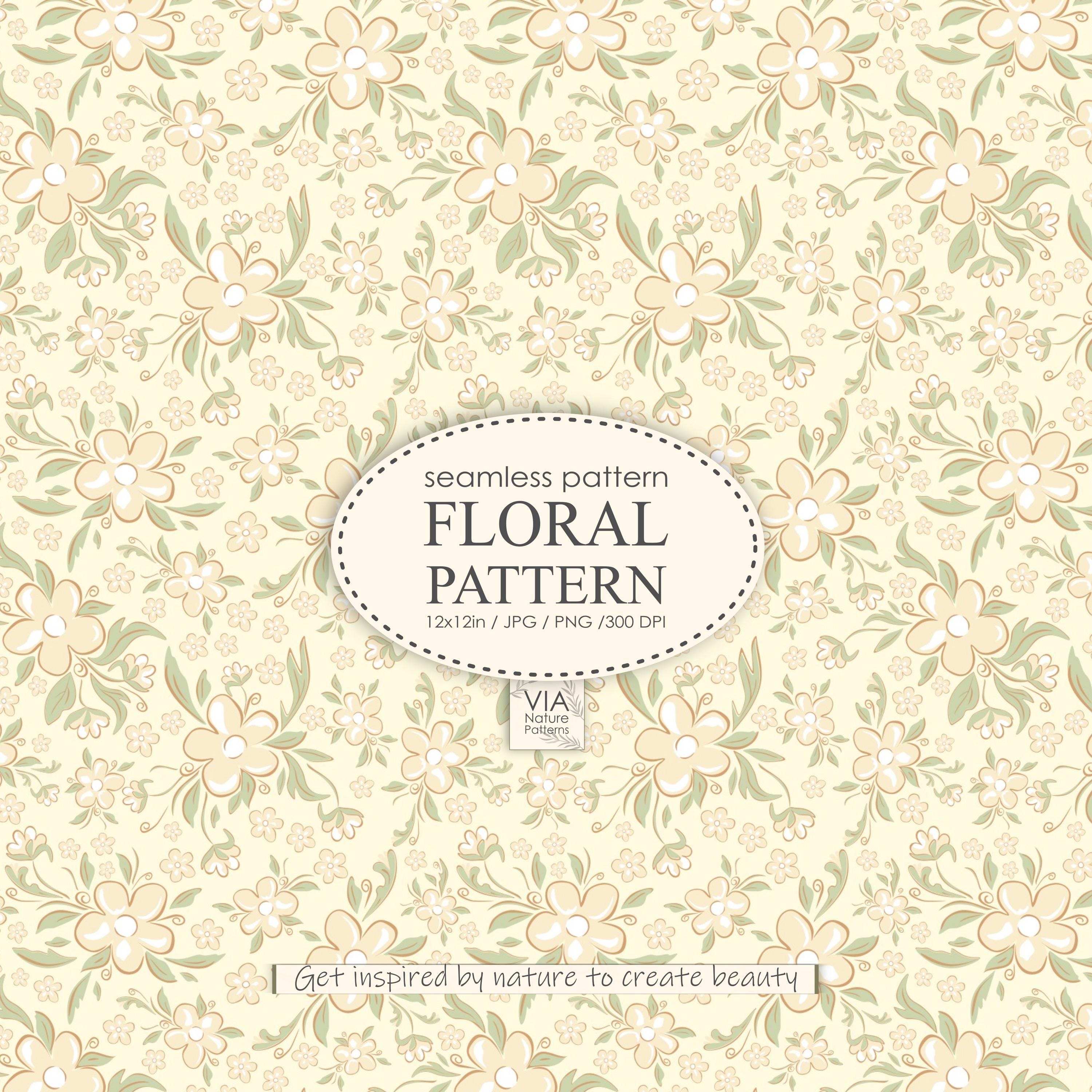 Cottagecore Pattern | Beige Floral Seamless Pattern | Vintage Floral ...