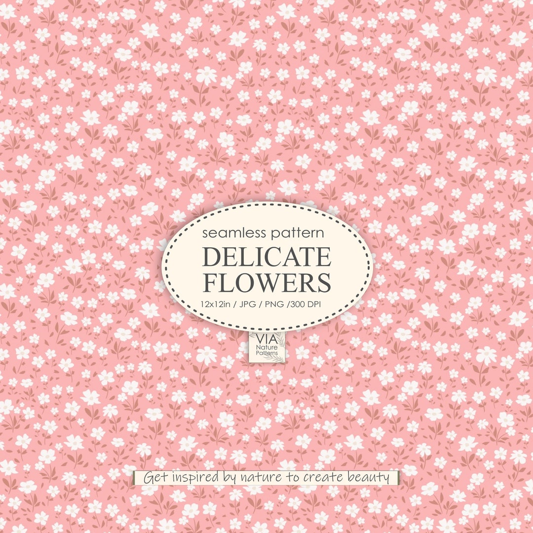 Ditsy Floral Seamless Pattern, Fabric Sublimation, Vintage Baby Pink ...