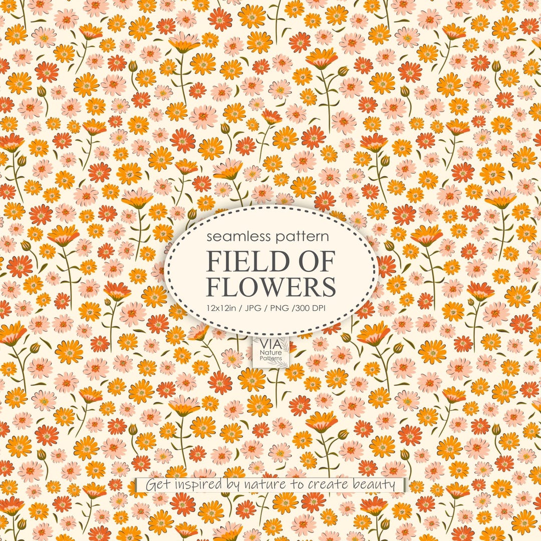 Wildflowers Seamless Pattern Boho Floral Fabric Design Autumn Flowers ...