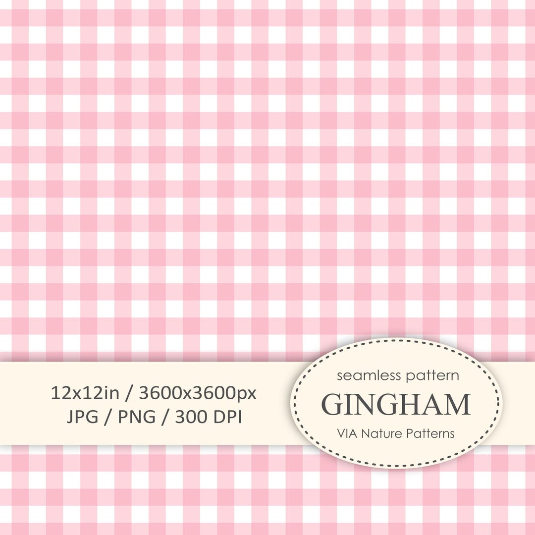 Gingham Cell Pink Seamless Pattern, Pastel Fabric Design, Pink Check ...