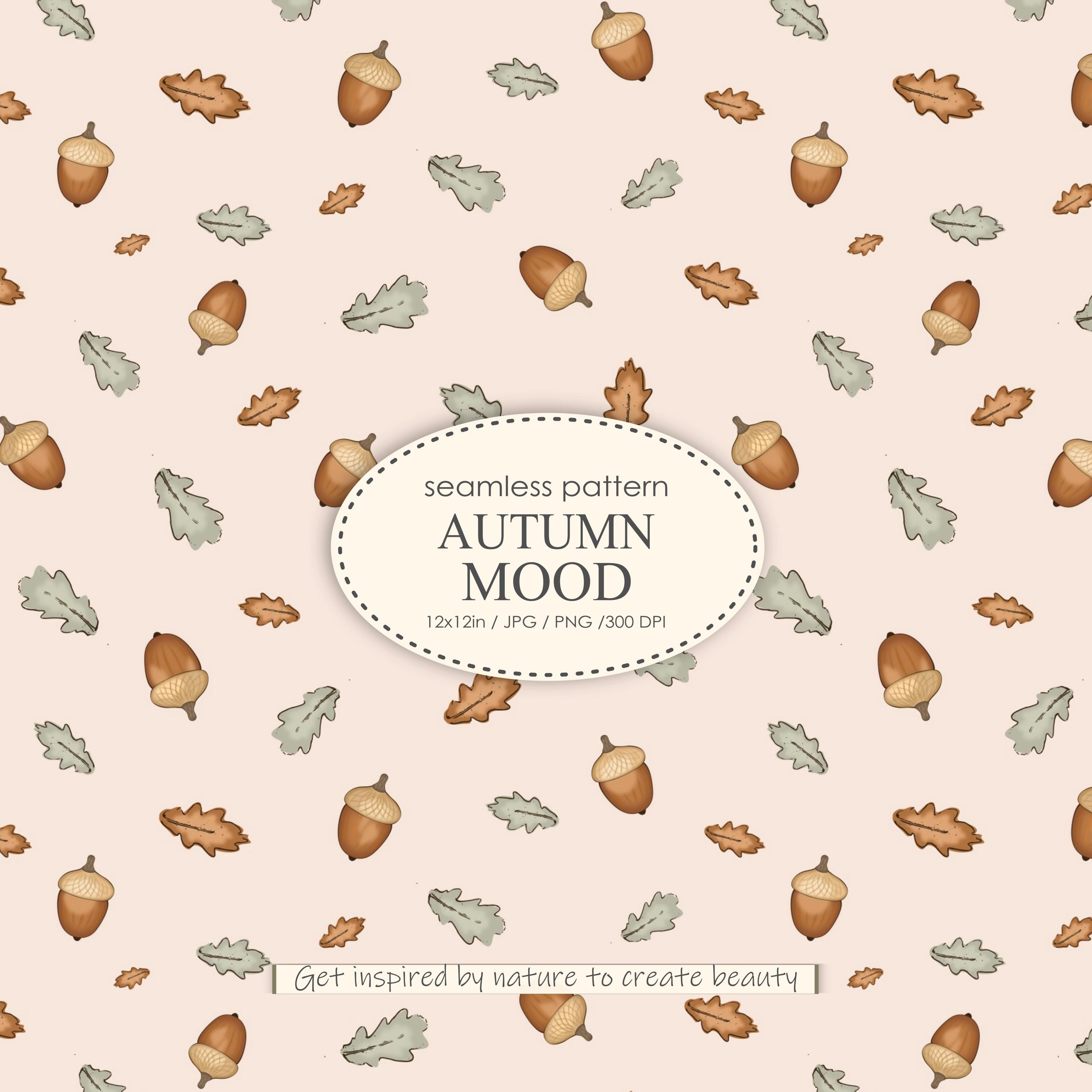 Acorns & Oak Leaves Seamless Pattern | Minimalistic Seamless Acorns ...