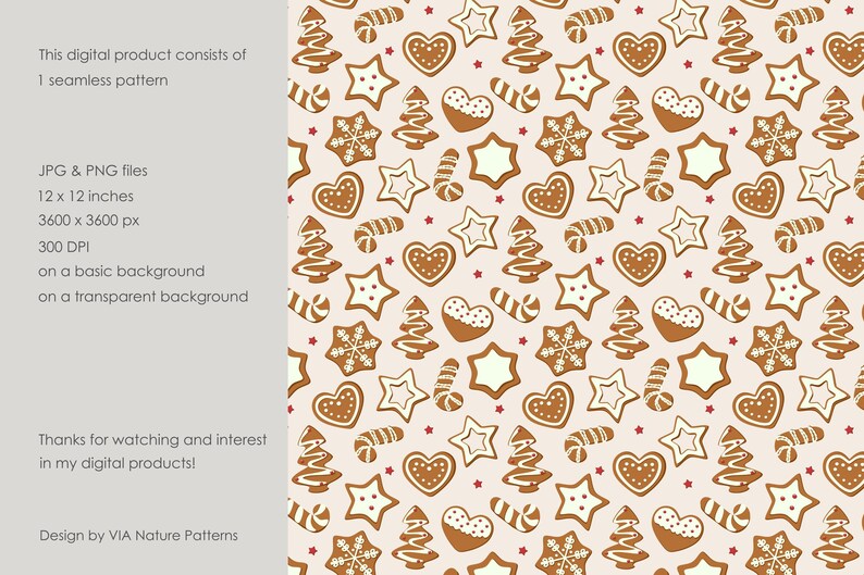 Christmas Gingerbread Seamless Pattern | Christmas Cookies | Fabric ...