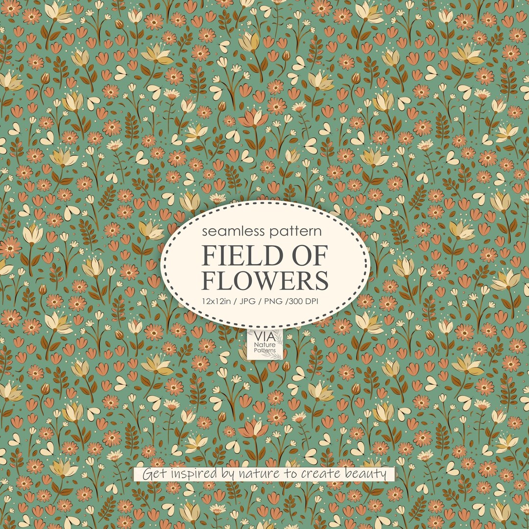 Dark Green Floral Seamless Pattern | Ditsy Baby Print | Wildflowers ...