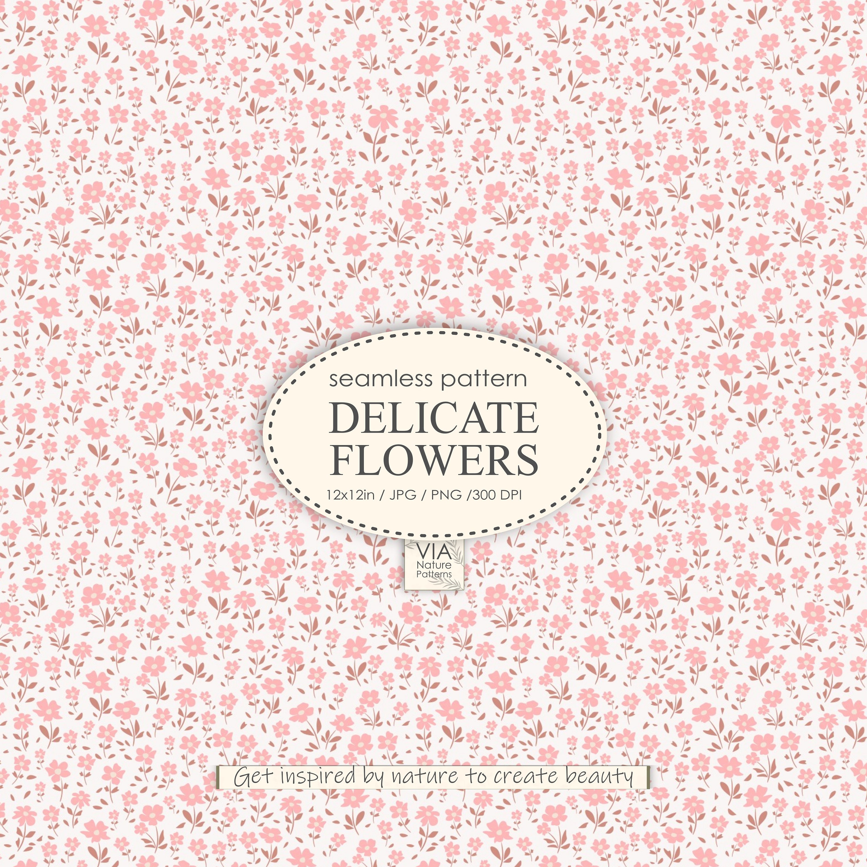 Ditsy Floral Seamless Pattern, Fabric Design, Vintage Baby Pink Ditsy ...