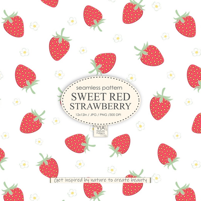 Red Strawberry Seamless Pattern, Cute Red Fabric Design, Baby Clothes Print, Scrapbook Paper ...