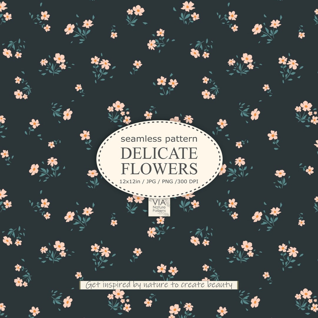 Black Ditsy Floral Seamless Pattern for Fabric Design | Fabric ...