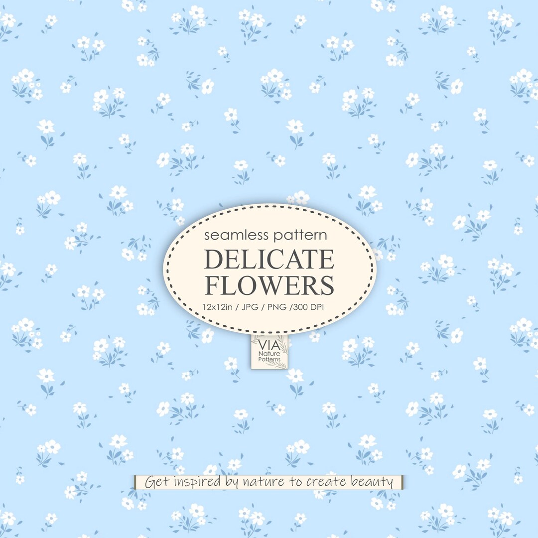 Blue Ditsy Floral Seamless Pattern | Wildflowers Fabric Design ...