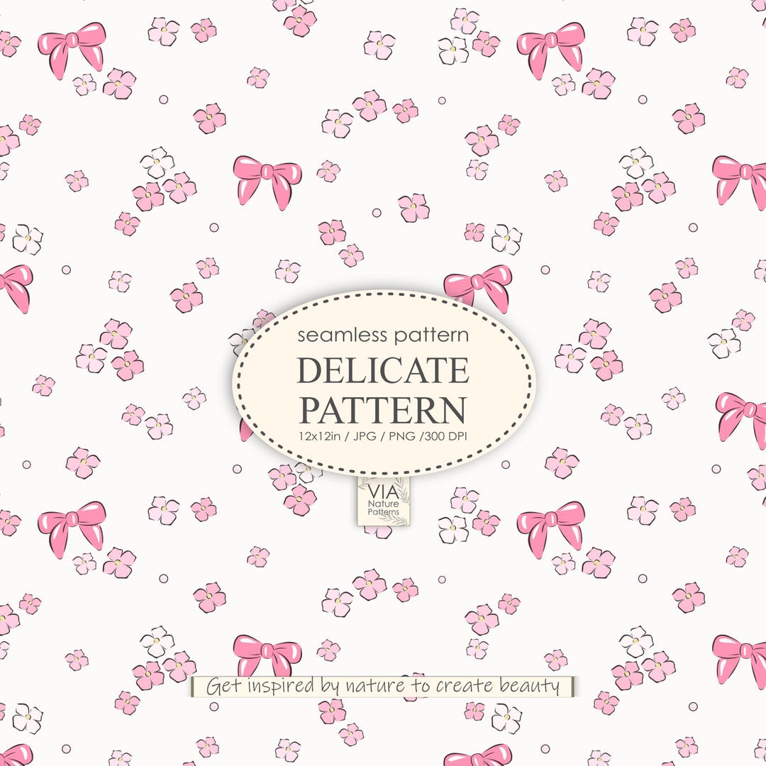 Pink Bows and Flowers | Coquette Pattern Seamless Pattern | Fabric ...