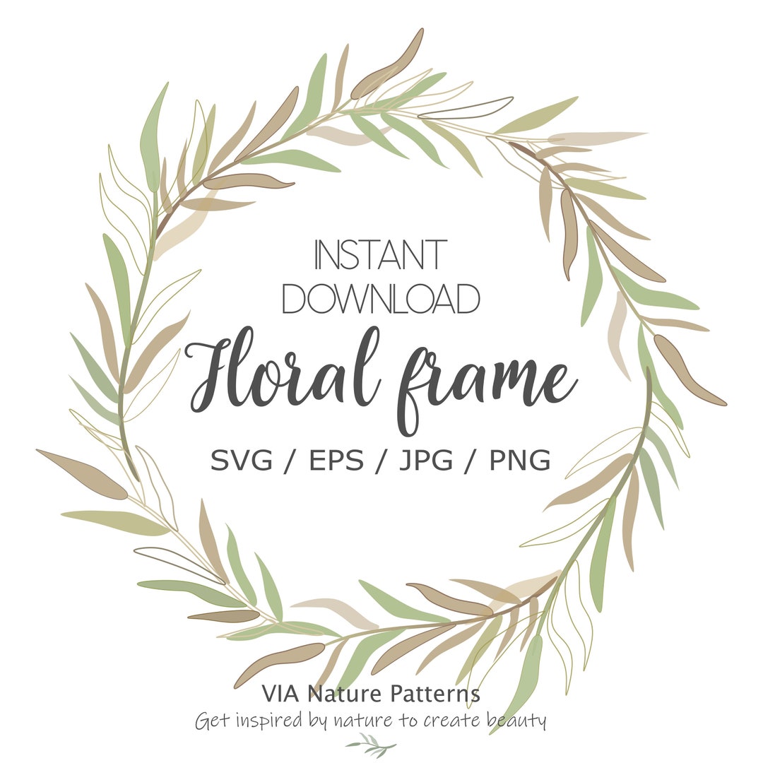 Floral Frame SVG PNG, Frame Leaves Svg, Leaves Circle PNG, Gold Frame ...