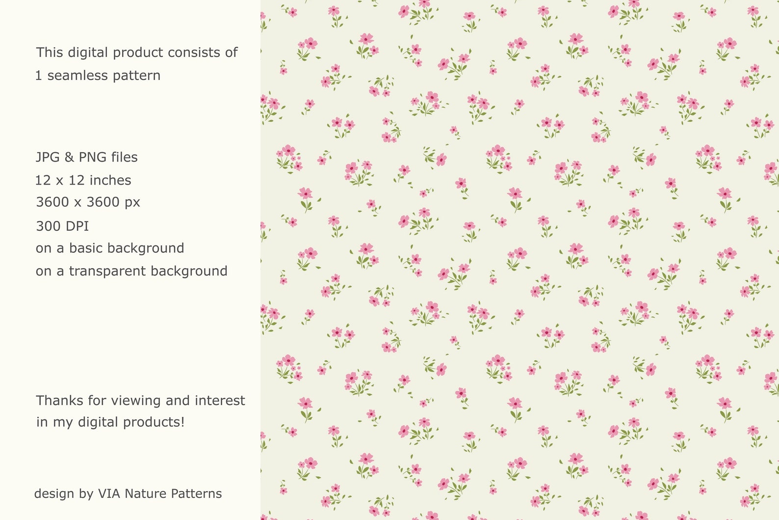 Ditsy Floral Seamless Pattern, Wildflowers for Fabric, Wallpaper, Baby ...