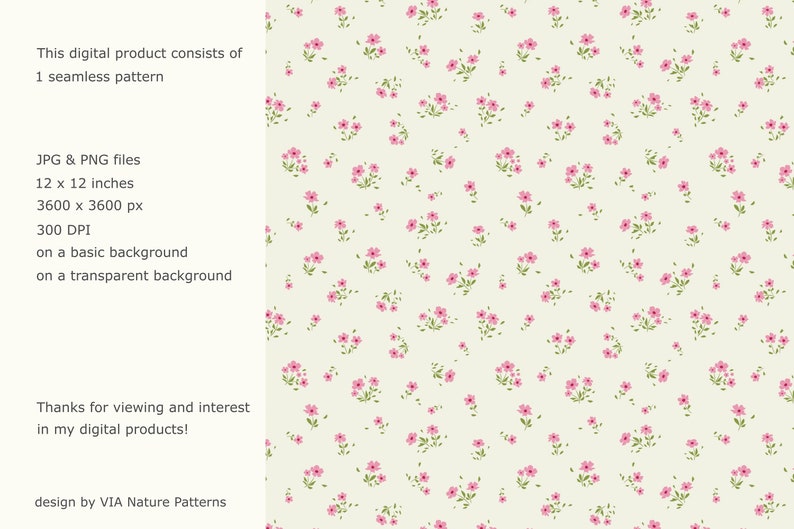 Ditsy Floral Seamless Pattern, Wildflowers for Fabric, Wallpaper, Baby ...