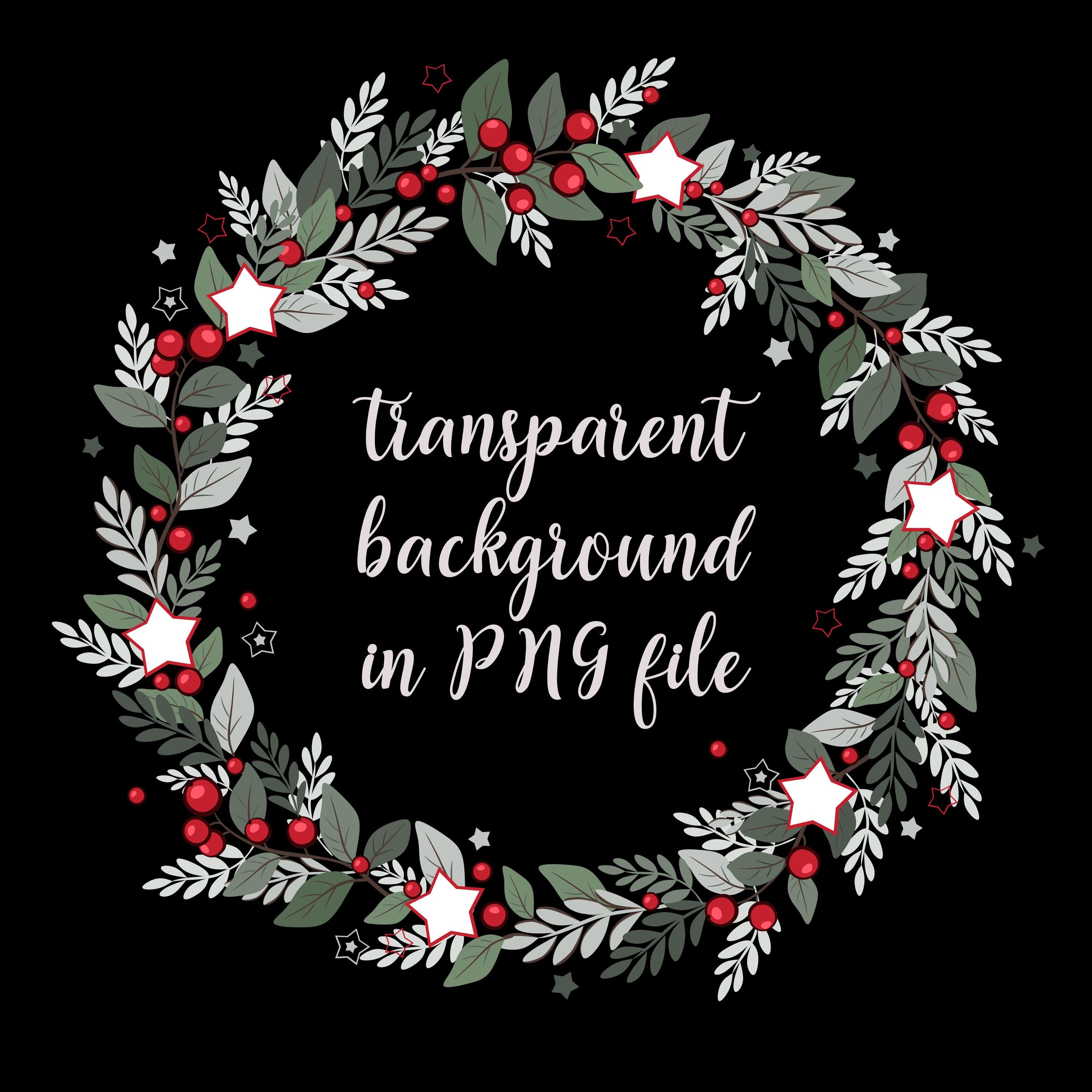 Christmas Berry Wreath SVG PNG, Festive Round Floral Frame Svg, Holly ...