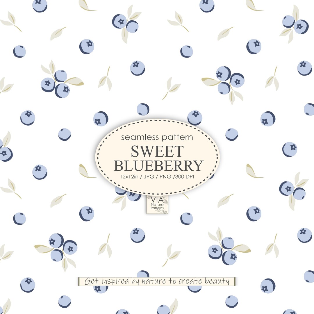 Pastel Blueberry Seamless Pattern, Summer Fabric Design, Baby Clothes ...