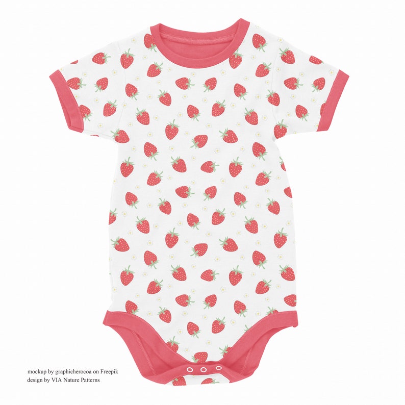 Red Strawberry Seamless Pattern, Cute Red Fabric Design, Baby Clothes ...