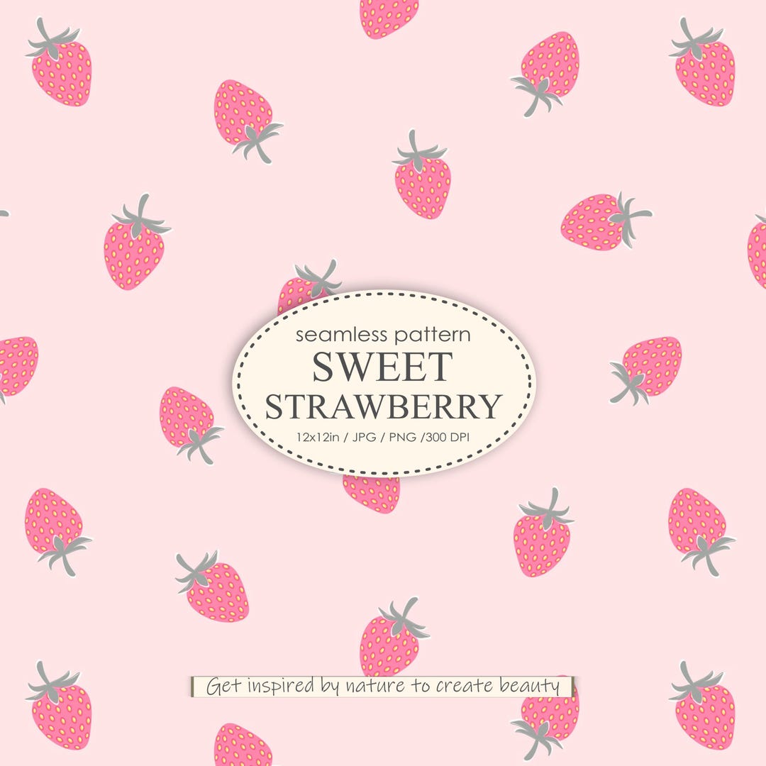 Pink Strawberry Seamless Pattern, Cute Fabric Design, Baby Clothes ...