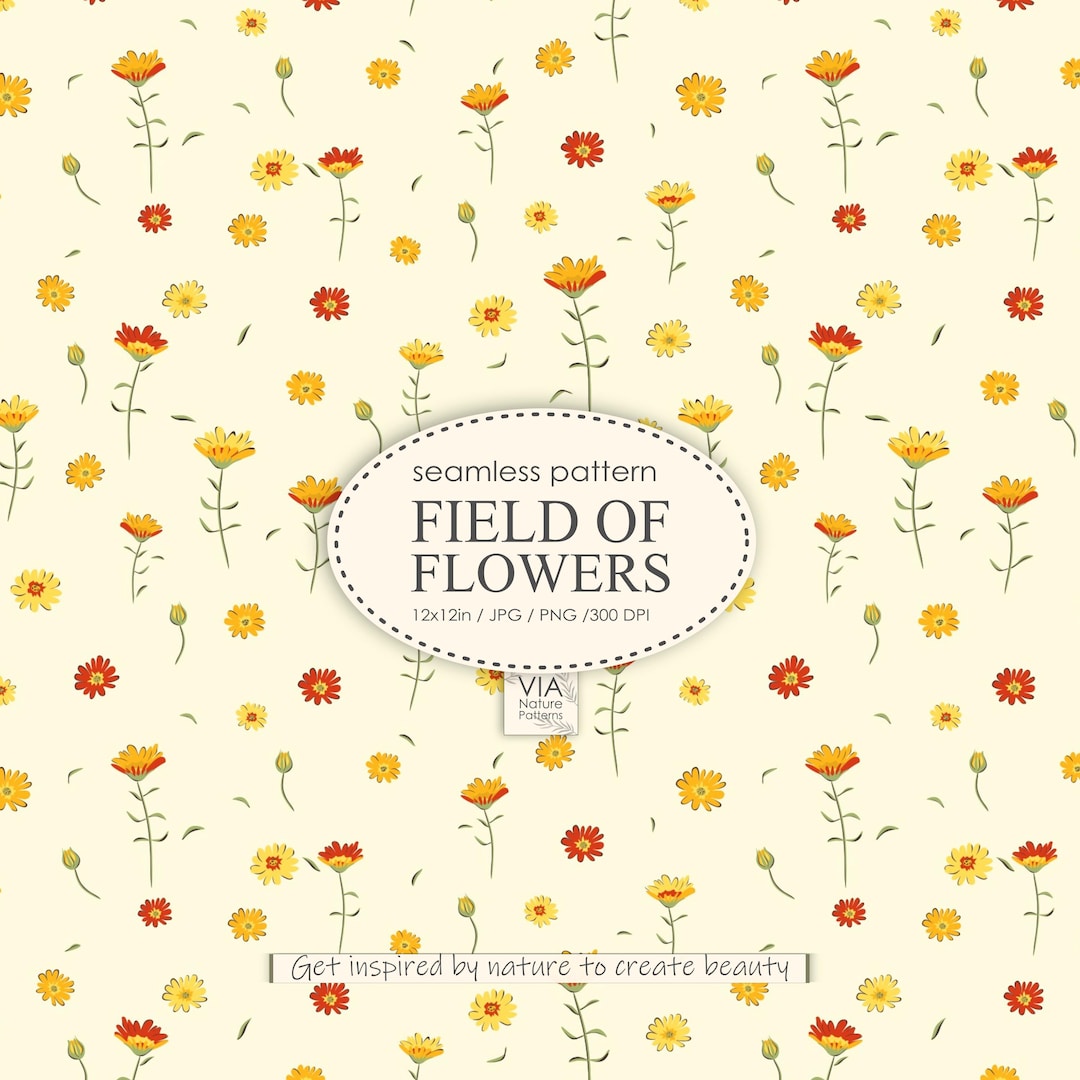 Autumn Ditsy Floral Seamless Pattern | Fabric Design | Field of Flowers ...
