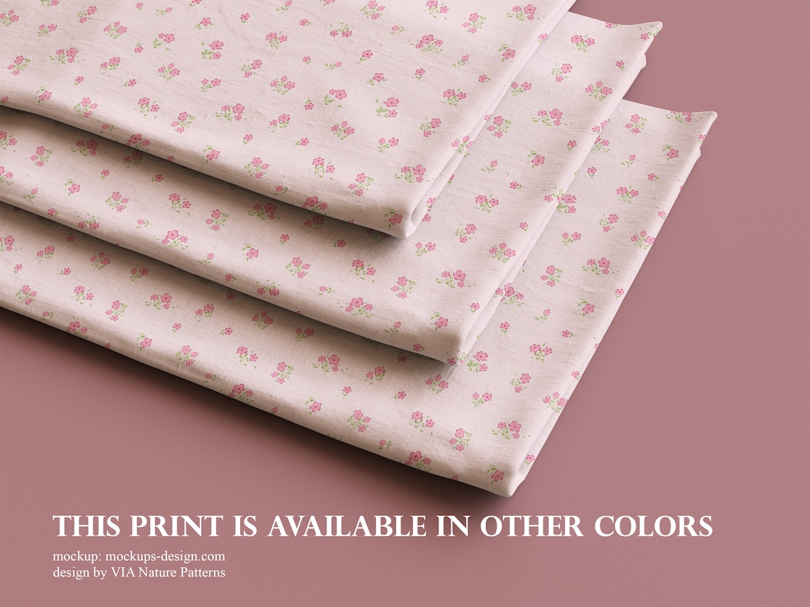 Ditsy Floral Pink Seamless Pattern Wildflowers Fabric Design Vintage ...