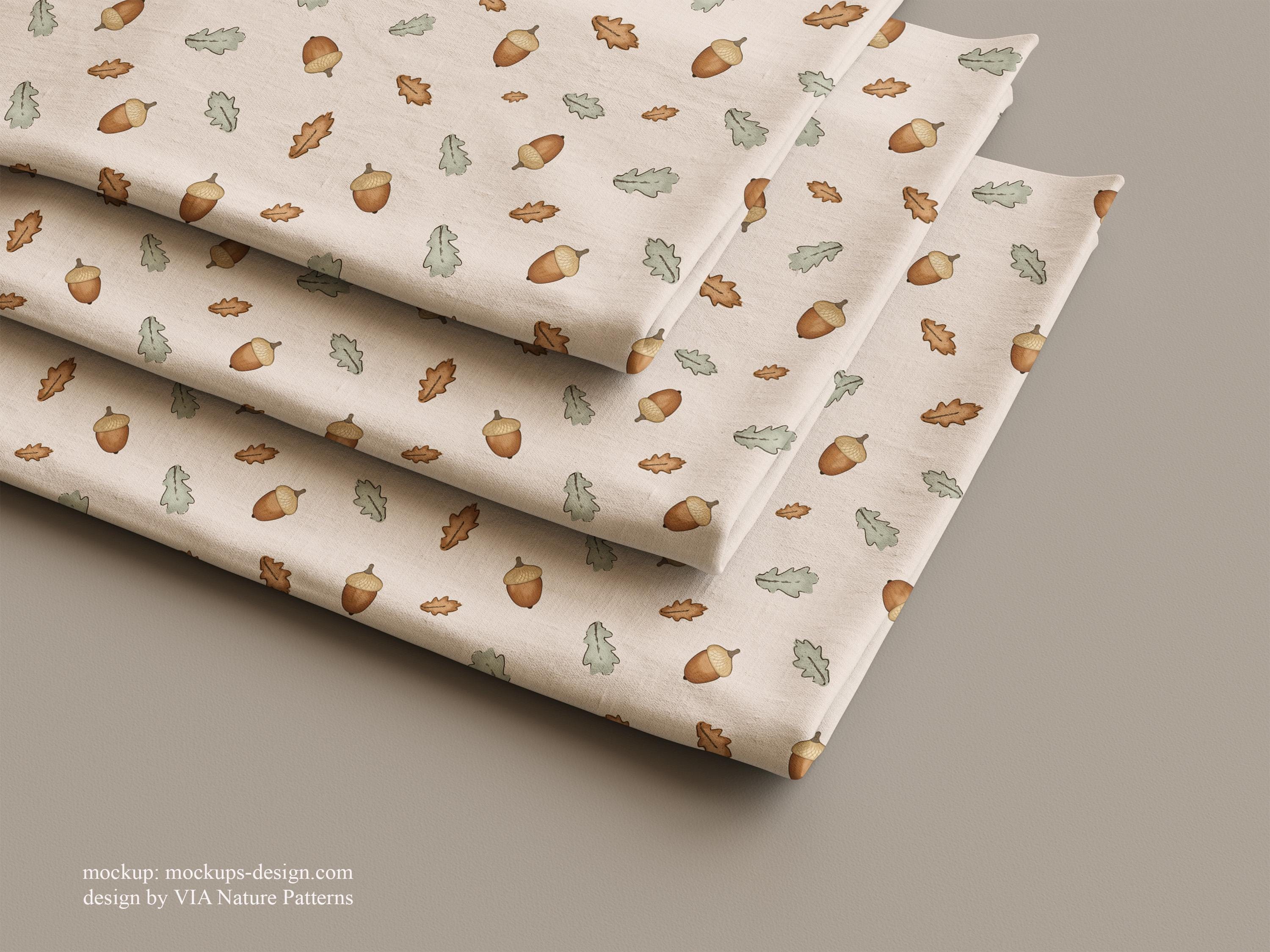 Acorns & Oak Leaves Seamless Pattern | Minimalistic Seamless Acorns ...