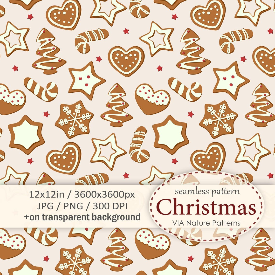 Christmas Gingerbread Seamless Pattern | Christmas Cookies | Fabric ...