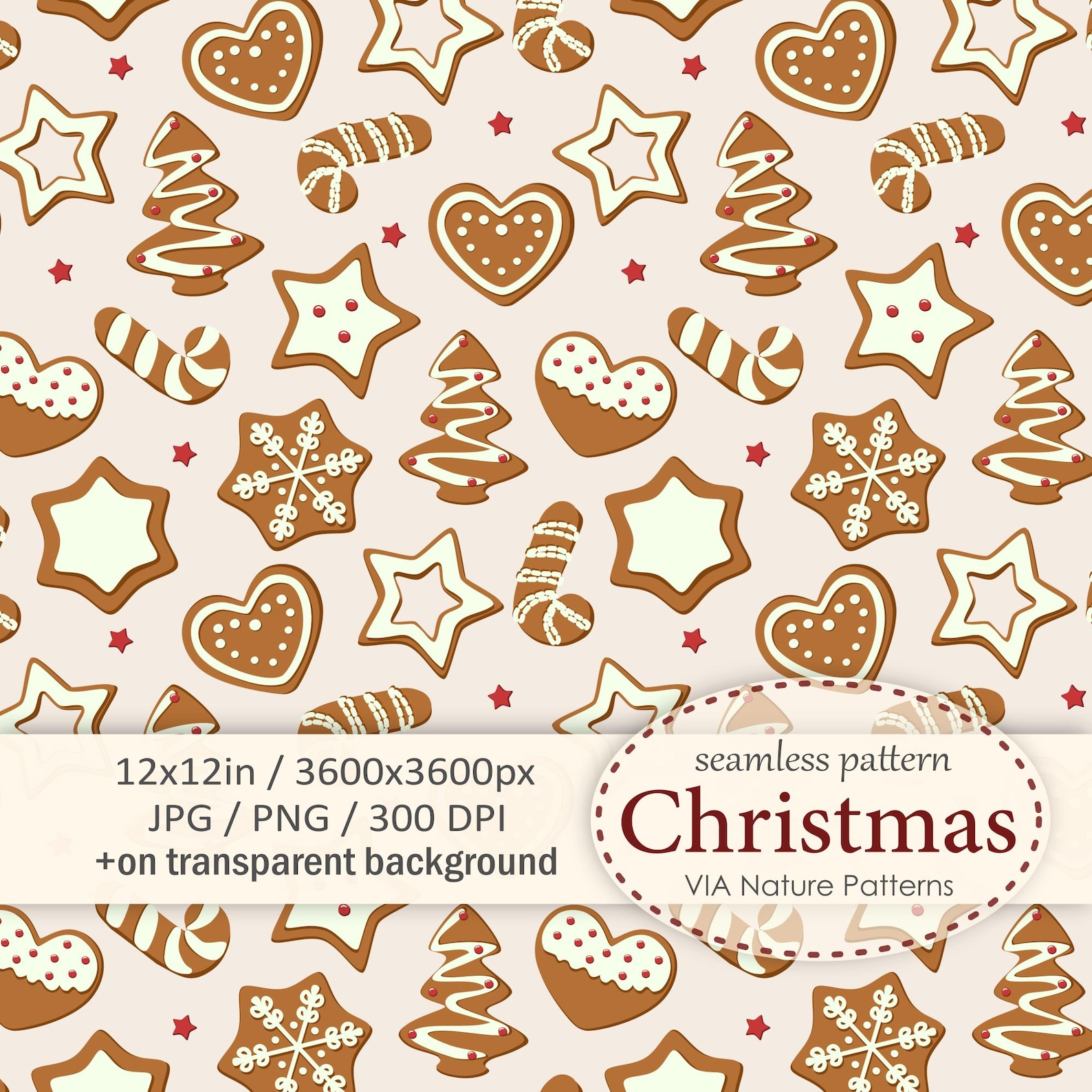 Christmas Gingerbread Seamless Pattern | Christmas Cookies | Fabric ...