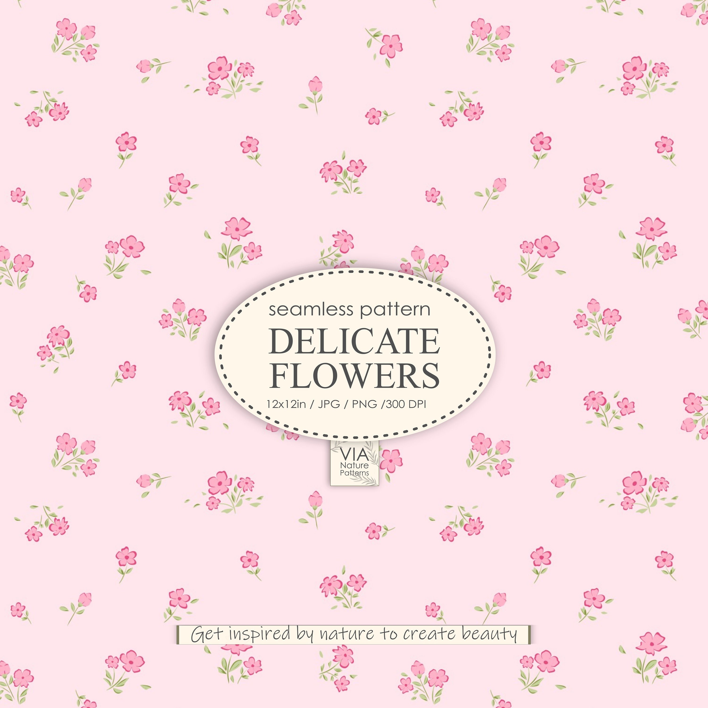 Ditsy Floral Pink Seamless Pattern | Wildflowers Fabric Design ...