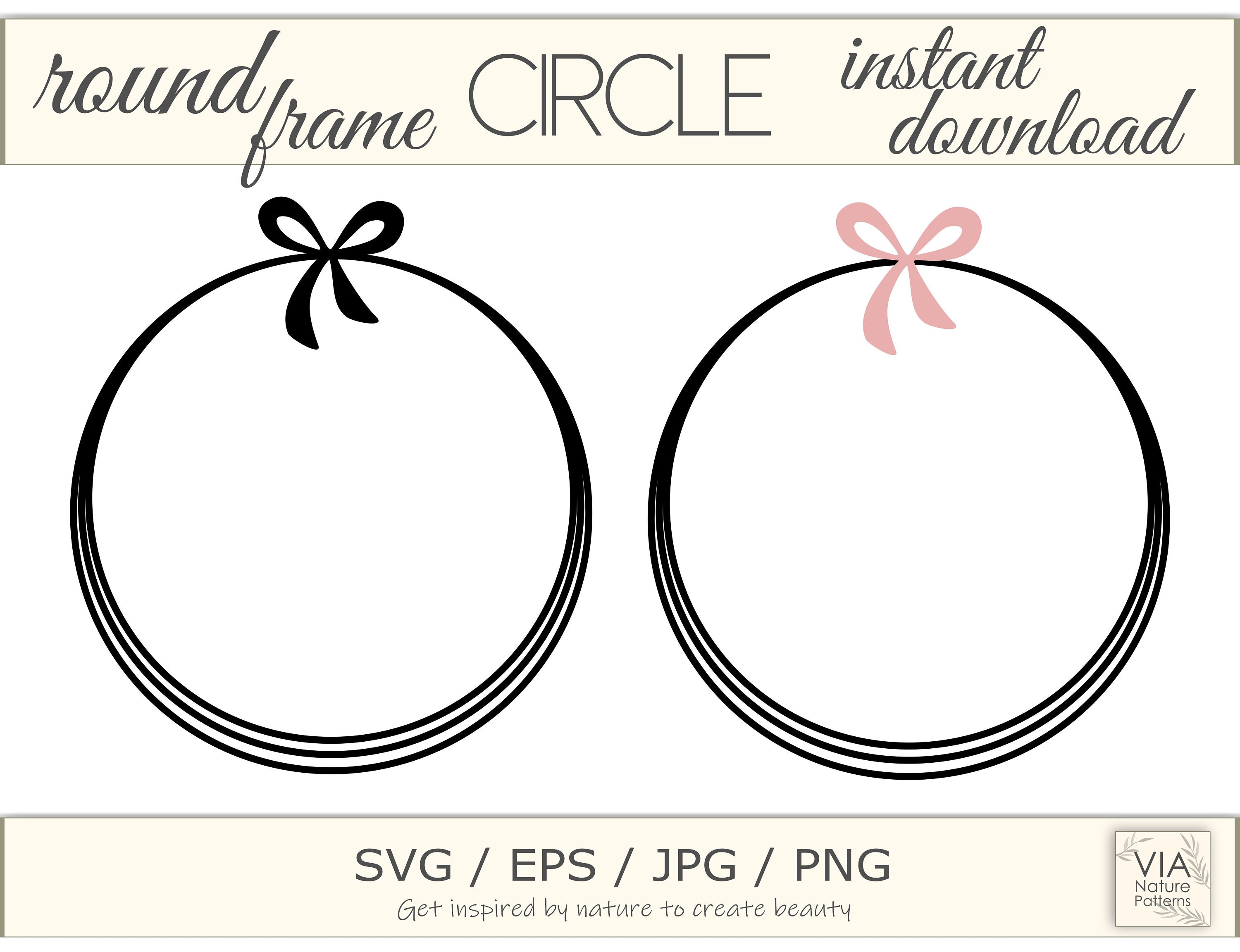 Circle SVG, Round Frame Svg, Circle Sketch With Bow Svg, Circle Design ...