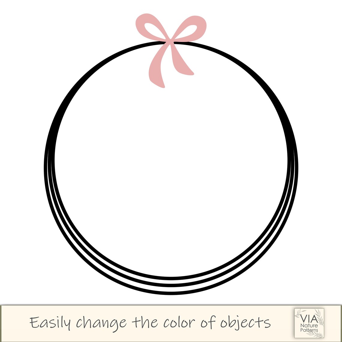 Circle SVG, Round Frame Svg, Circle Sketch With Bow Svg, Circle Design ...