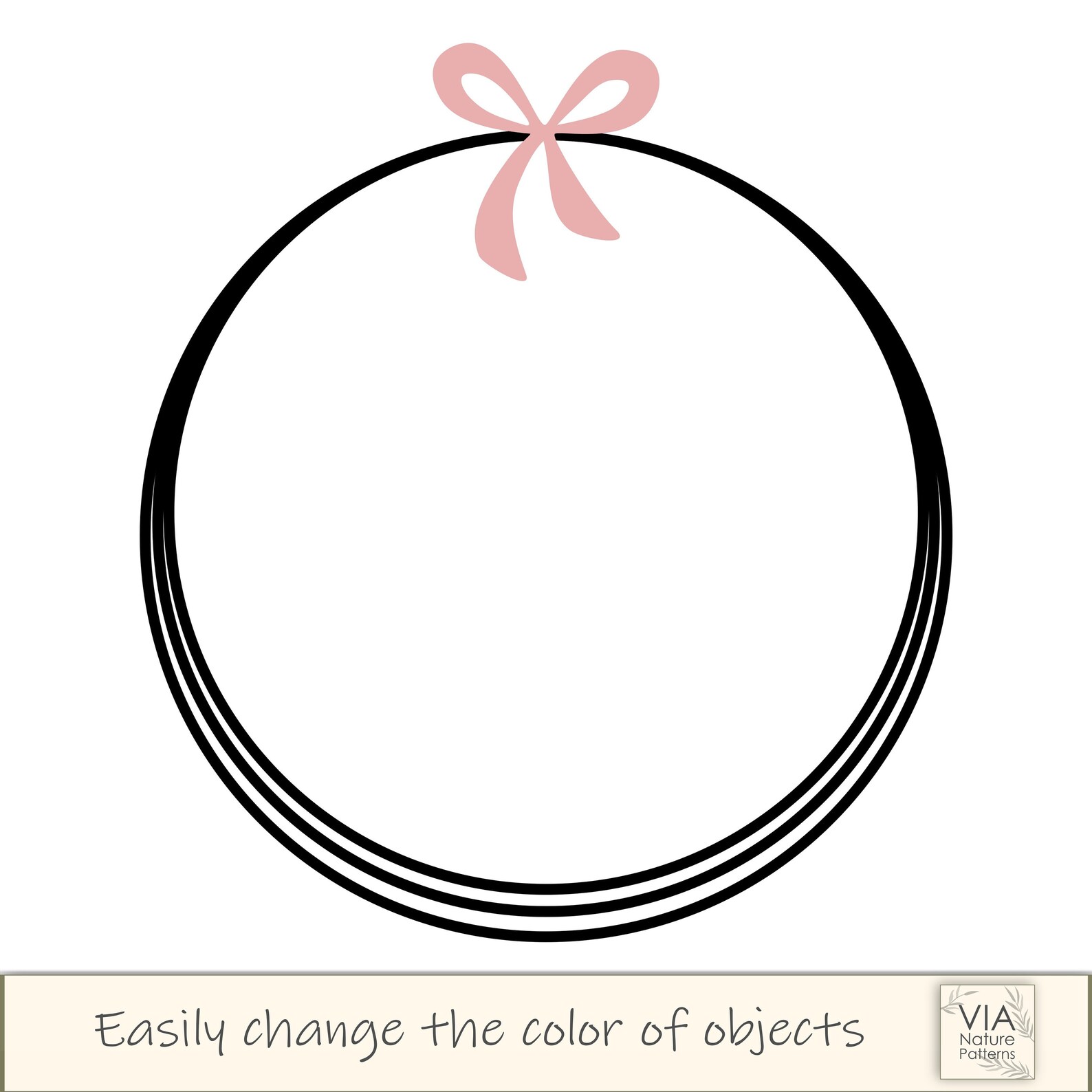 Circle SVG, Round Frame Svg, Circle Sketch With Bow Svg, Circle Design ...