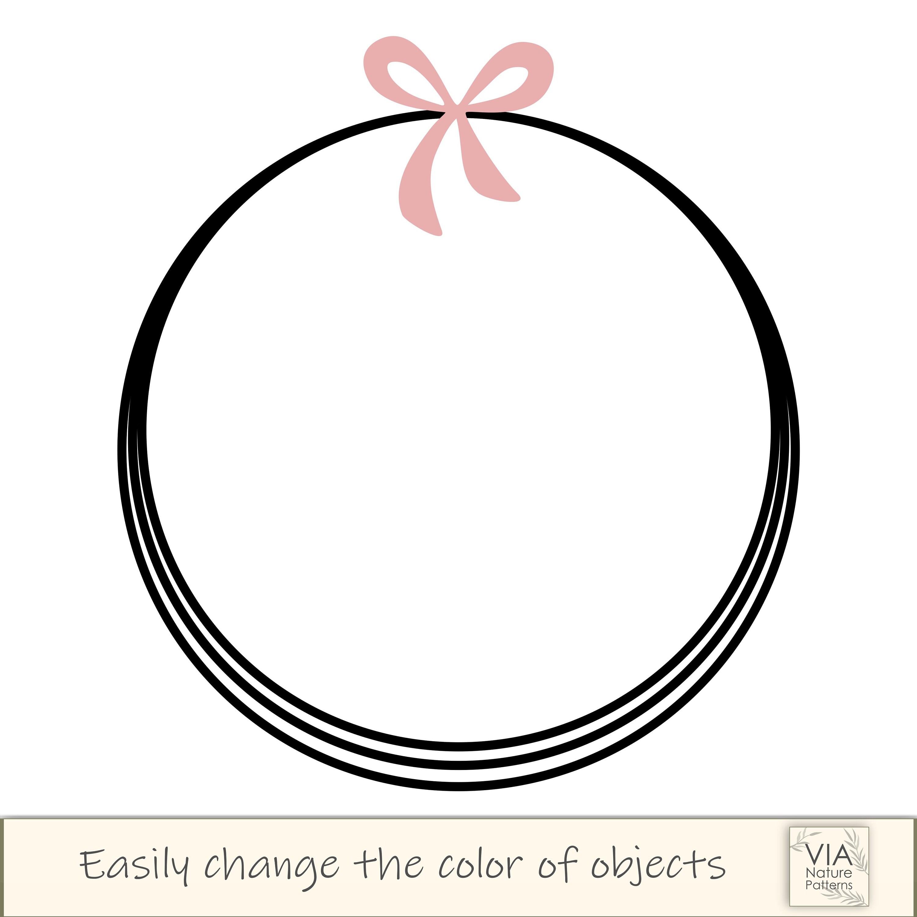 Circle SVG, Round Frame Svg, Circle Sketch With Bow Svg, Circle Design ...